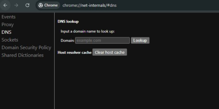 chrome://net-internals/#dns - Clear DNS Cache on Chrome